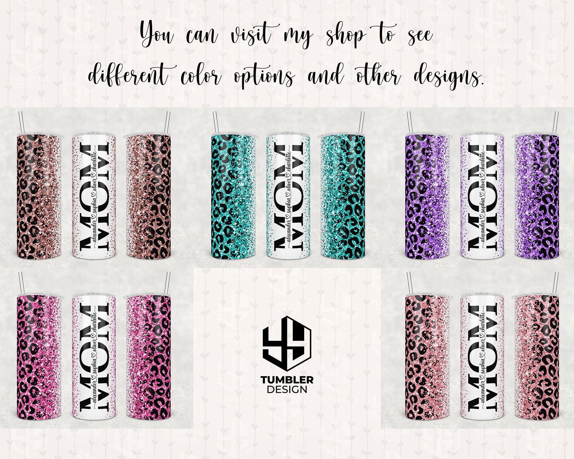 Purple MOM Tumbler Wrap Add Kids Names Mother's Day - Etsy