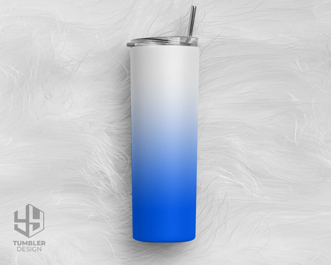 Blue Ombre Tumbler Wrap, White to Blue Sublimation Design, 20 Oz Skinny ...