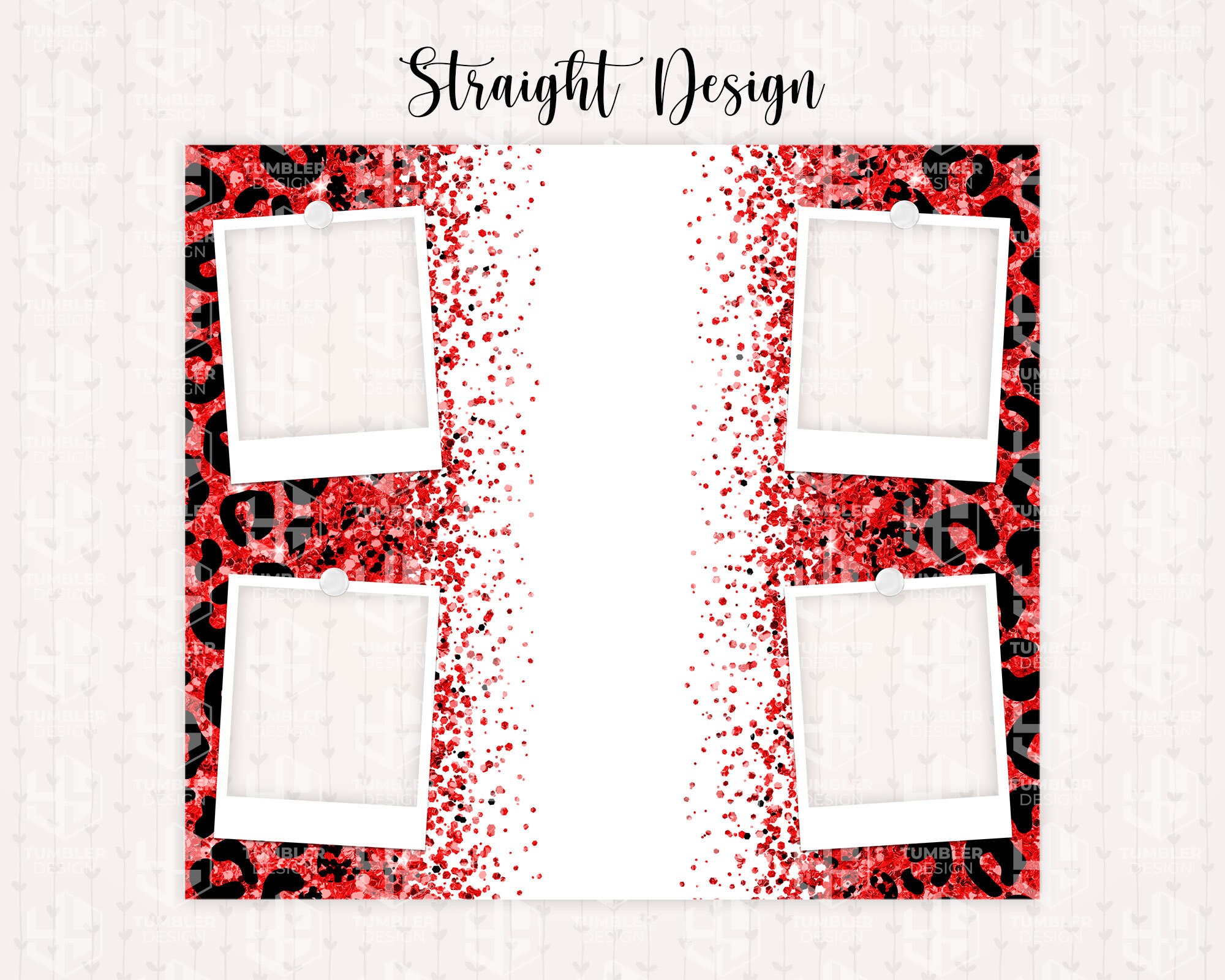 Red Glitter Photo Frame Tumbler Wrap 20 Oz Skinny Cheetah | Etsy