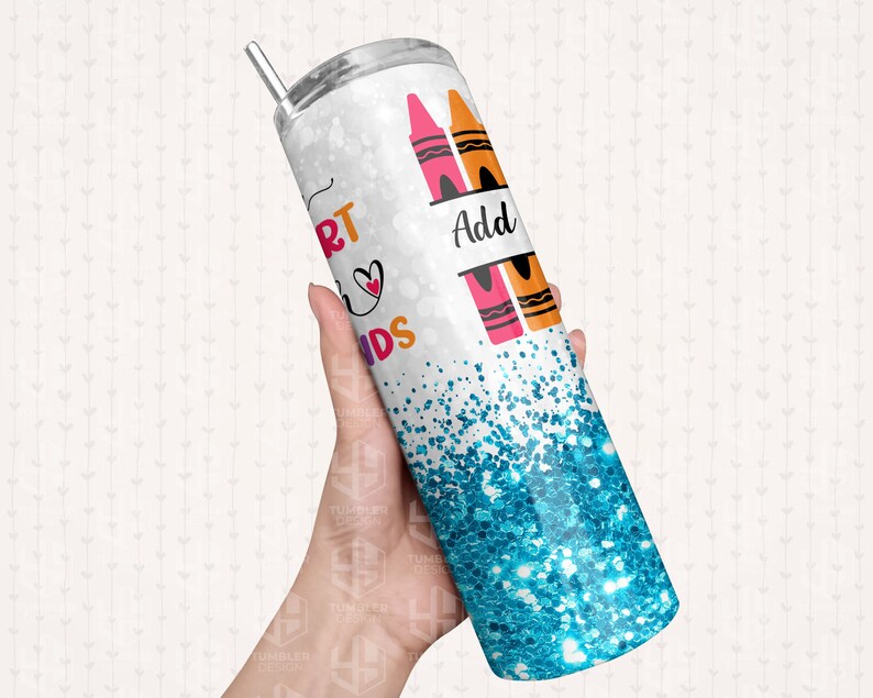 Blue Glitter Teacher Tumbler PNG, Big Heart to Teach Little Minds, 20oz ...