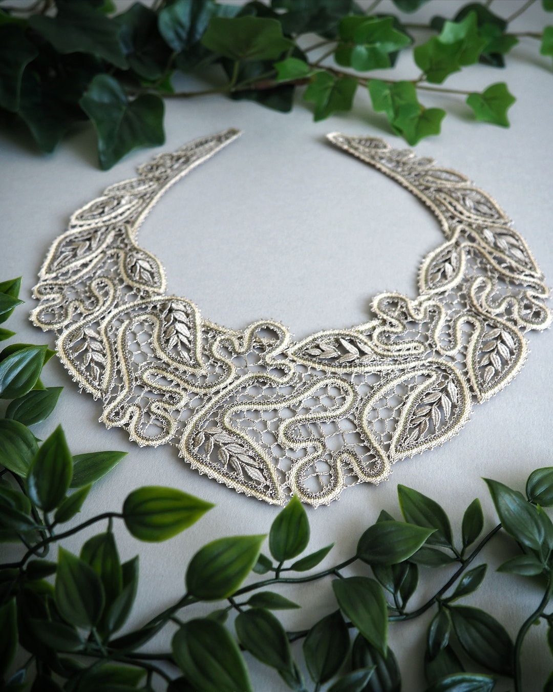 Bobbin Lace Collar / Silk and Metallic Threads / Made to Order, Bobbin ...