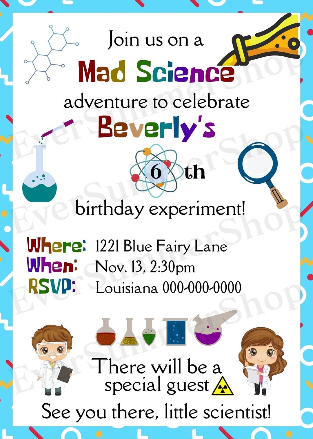 Mad Science Birthday Party Invitation - Etsy