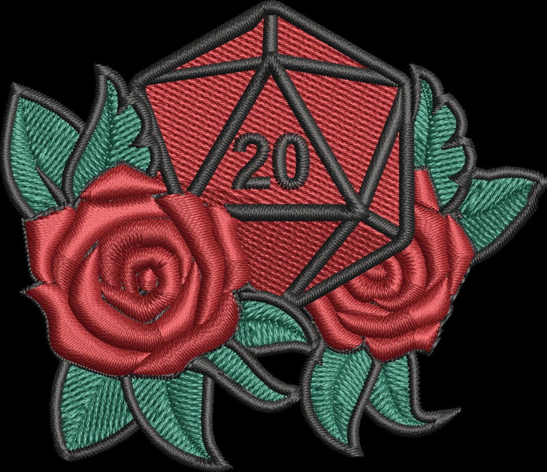 D20 With Roses Embroidery File Only - Etsy
