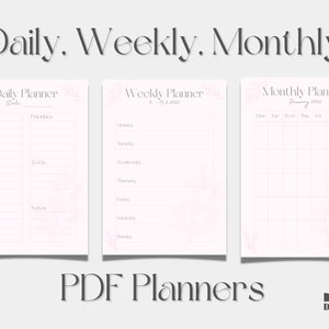 Pink Printable PDF Planner Bundle Hourly Daily Planner | Etsy
