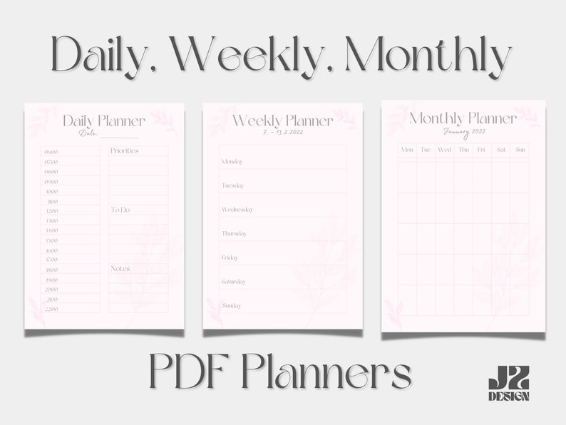 Pink Printable PDF Planner Bundle Hourly Daily Planner | Etsy
