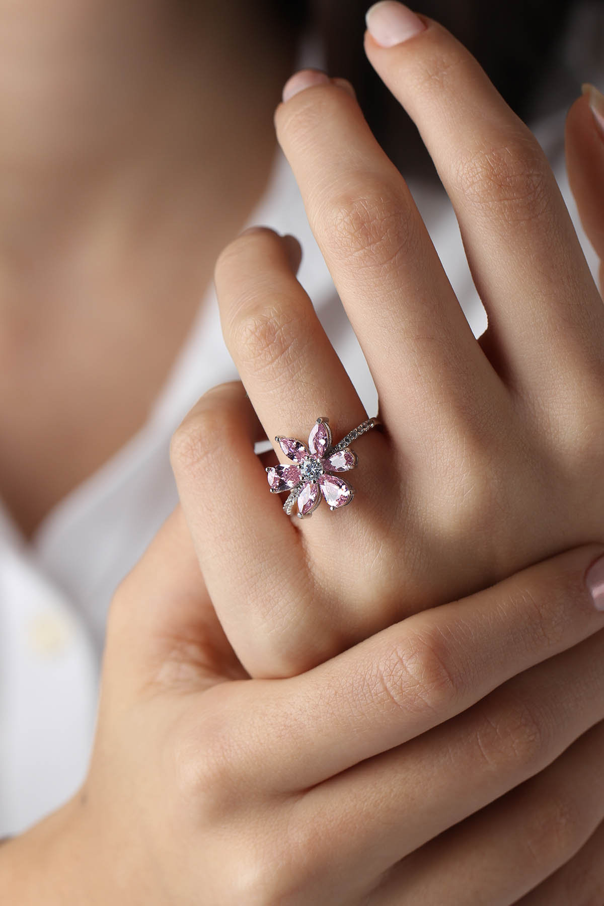 Pink Floral Flower Eda Ring Graduation Gifts Handmade Jewelry - Etsy UK