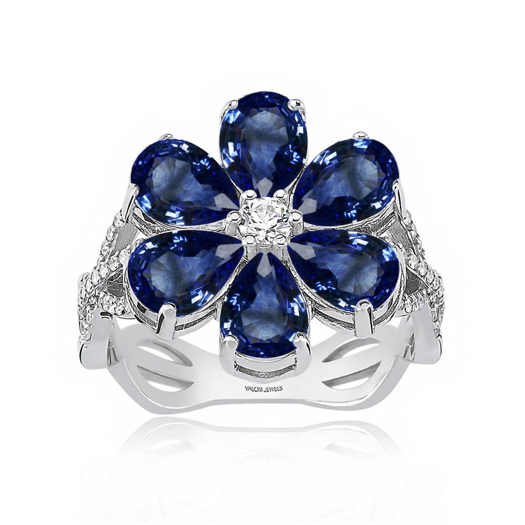 Blue Flower Eda Ring Magnolia Flower Silver Handmade Jewelry ...