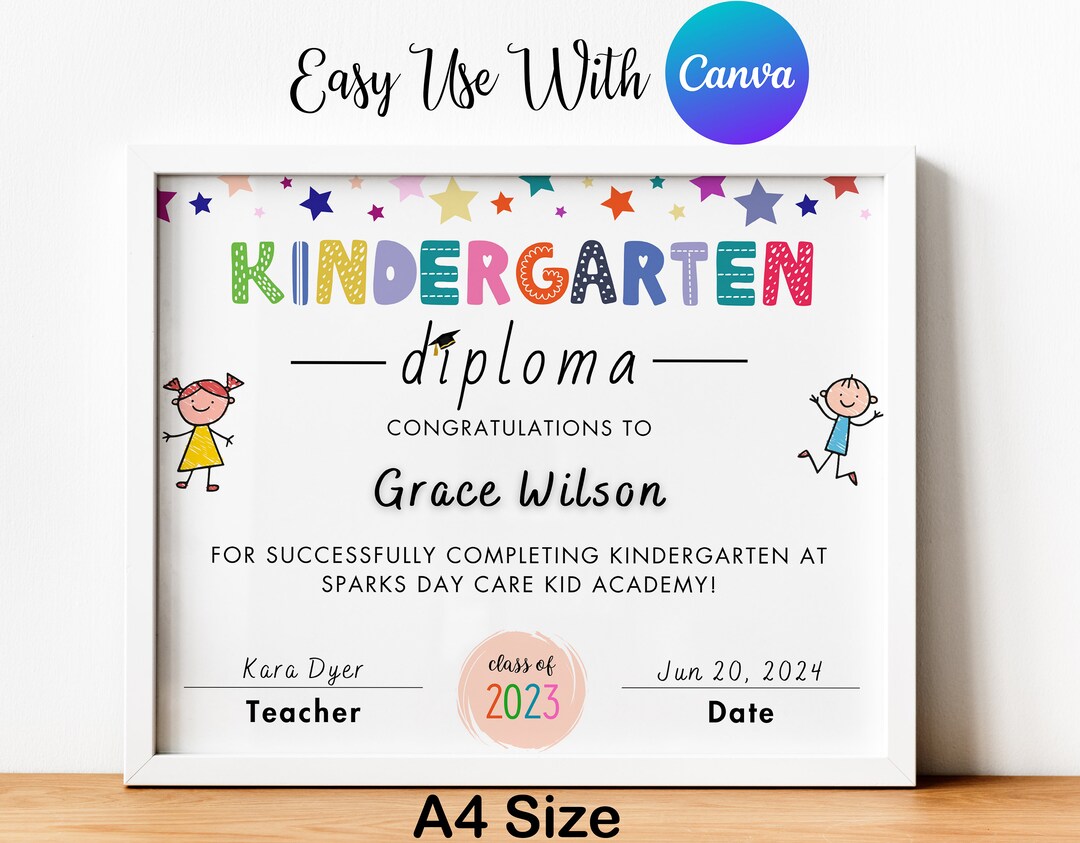Editable Kindergarten Diploma Kindergarten Graduation - Etsy