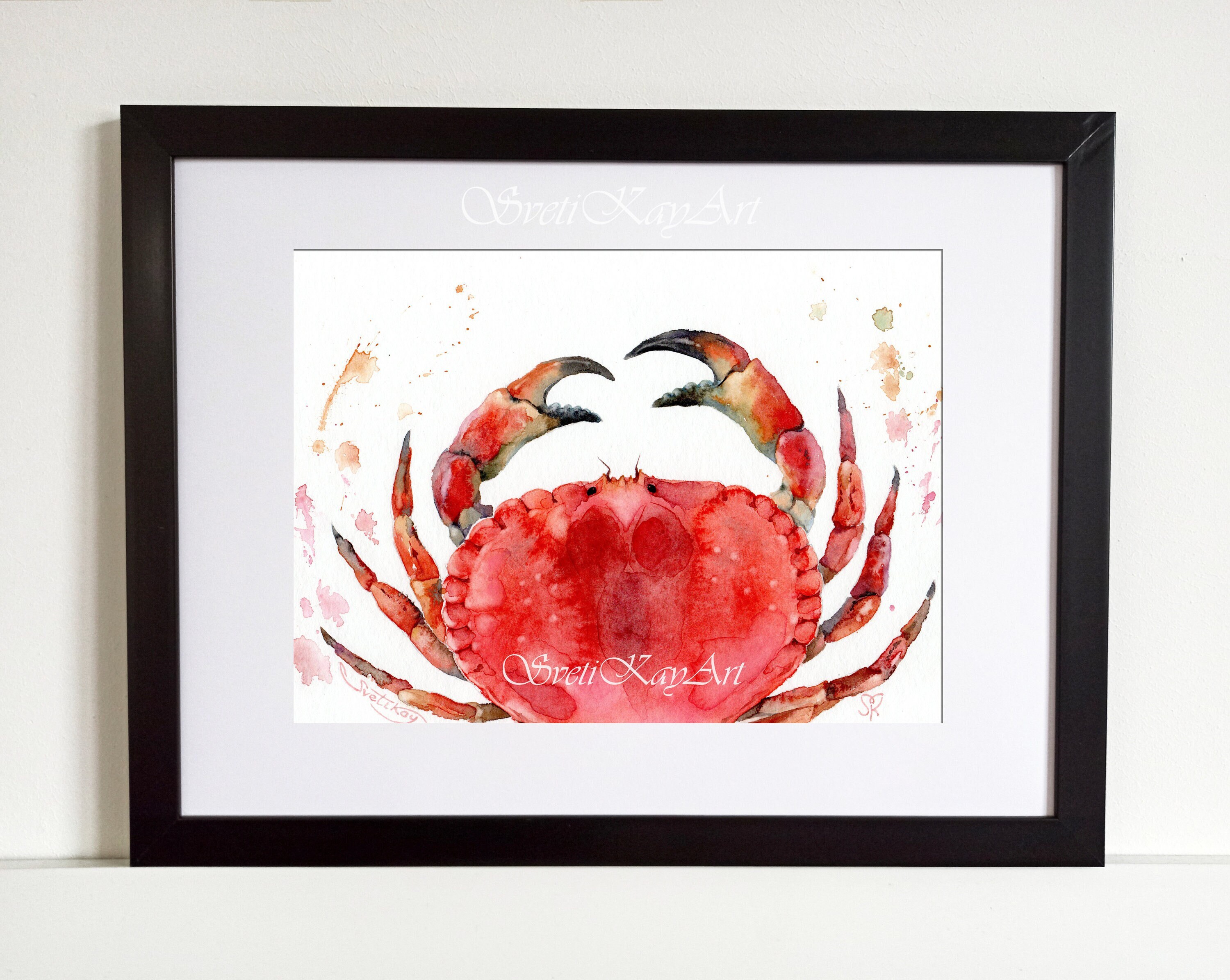 Red Sea Crab Painting, Maritime Original Watercolor Painting, Red Crab ...