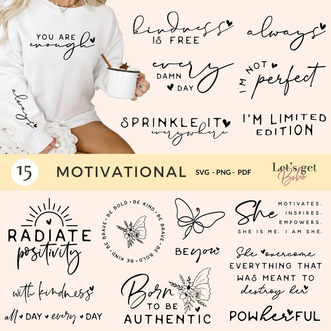 Boho Inspirational Quotes SVG PNG Bundle (digital File) - Etsy