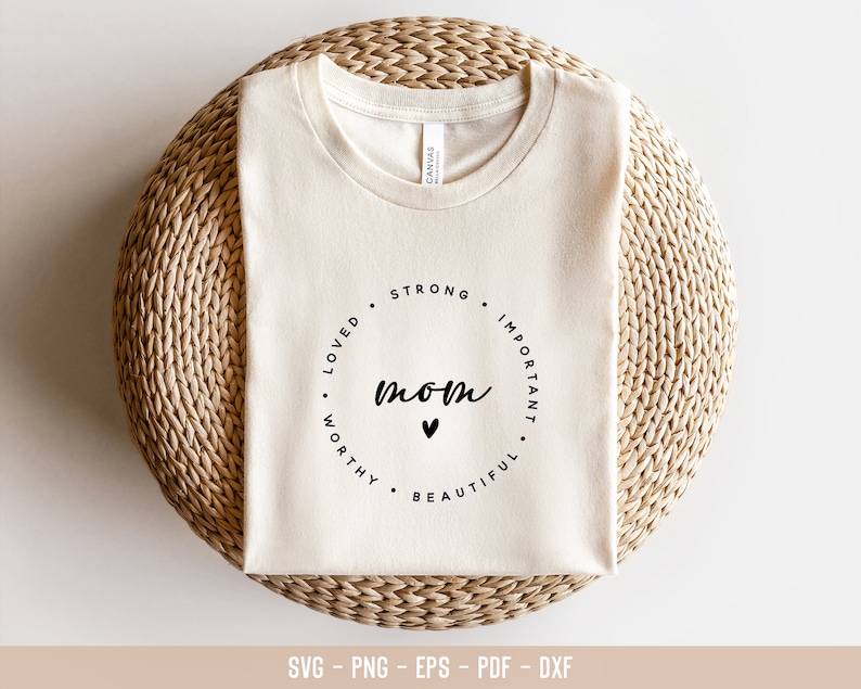 Mom Life SVG PNG PDF, Mom Strong, Important, Beautiful, Worthy, Loved ...