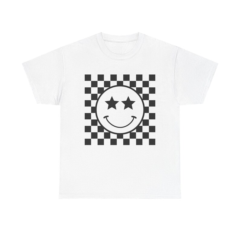 Smiley Face Shirt- Funny Happy Face Shirt, Checkered Smiley Face Shirt ...
