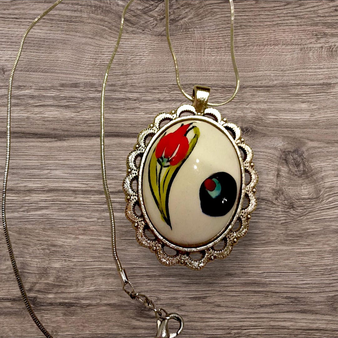 Iznik çini Handmade Ceramic Pendant - Etsy