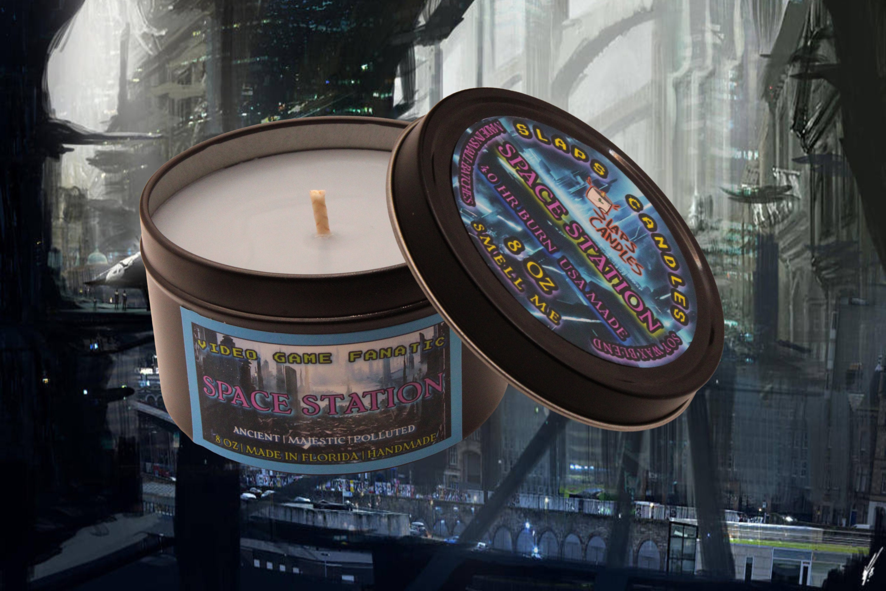 Mass Effect Inspired Space Station Candle BLACK TIN Non Toxic and Soy 8 ...