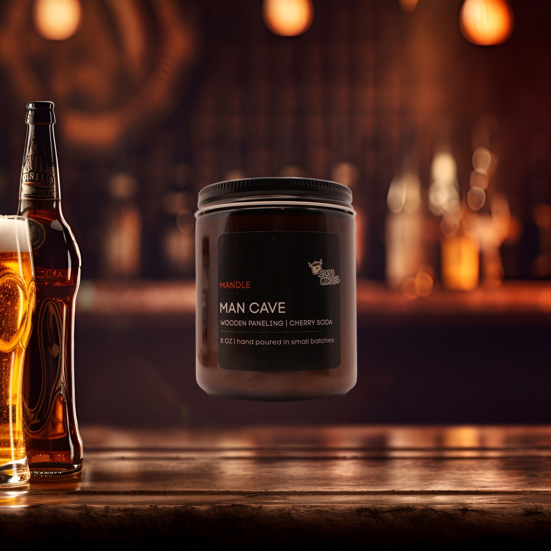 Men Candle | 8 Oz Amber Glass Jar | Sandalwood and Cherry | Home Decor ...
