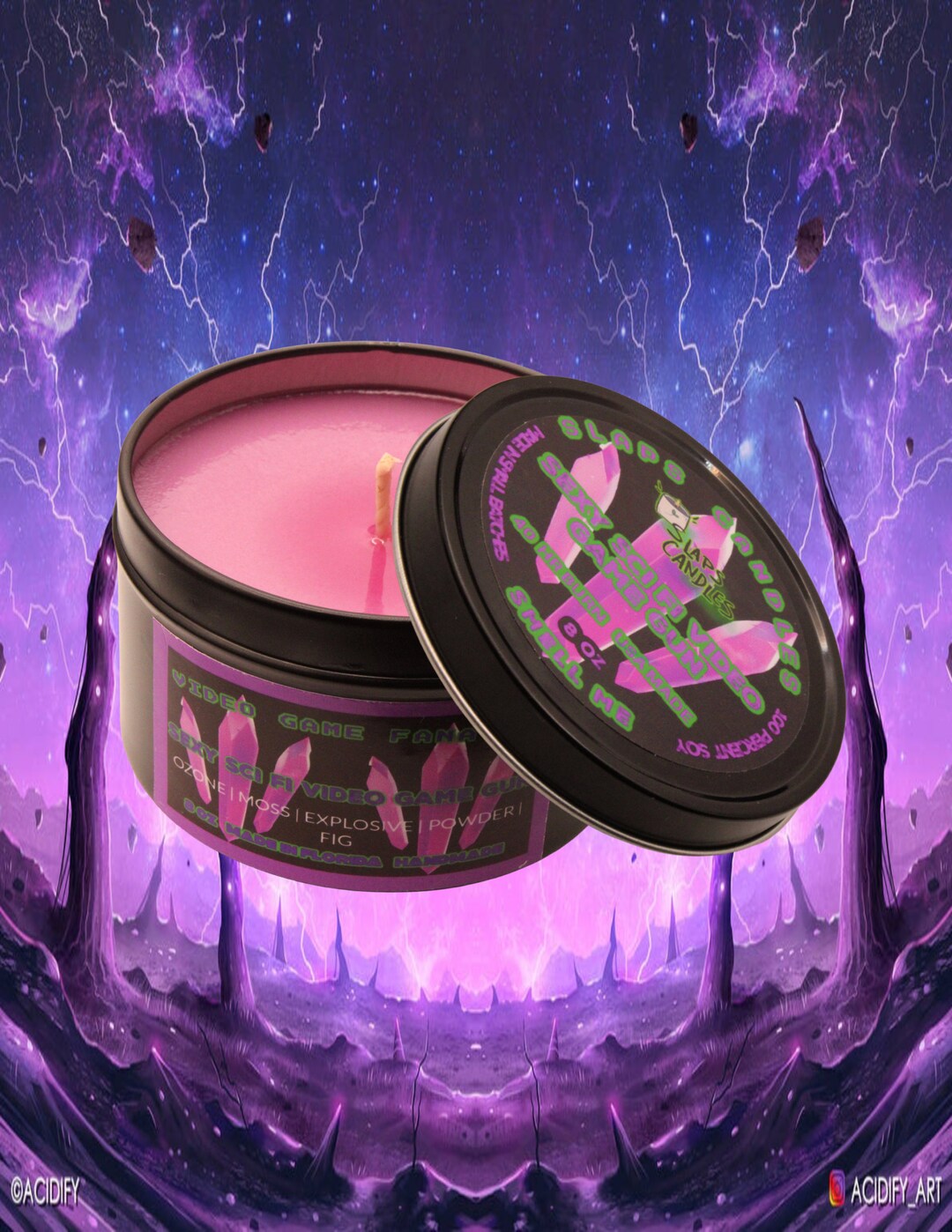Sexy Sci Fi-video Game Candle | Purple Sci Fi Gun | Crystals | Video ...