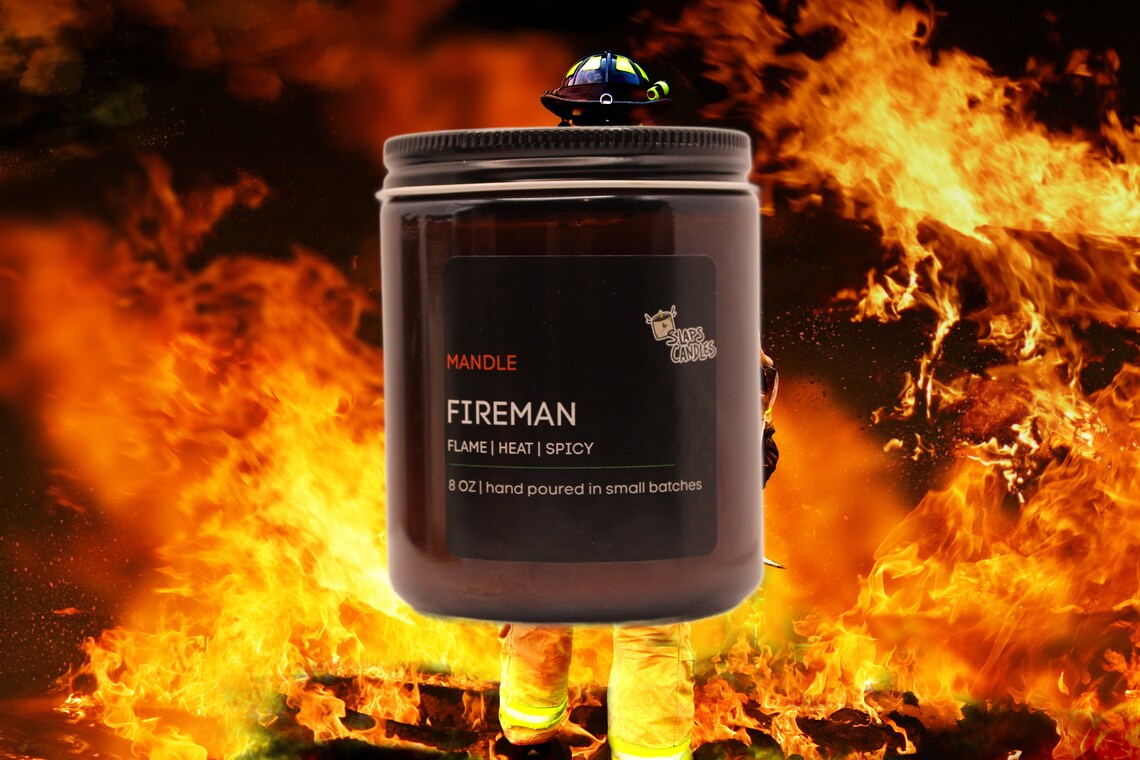 The Fireman Men Candle | 8 Oz Amber Glass Jar | Fireside and Oud | Home ...