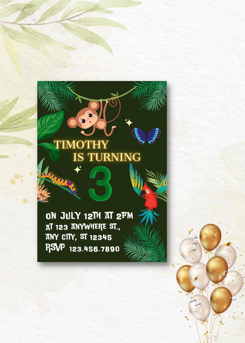 EDITABLE Nature Birthday Invitation, Outdoor Nature Exploration Bugs ...