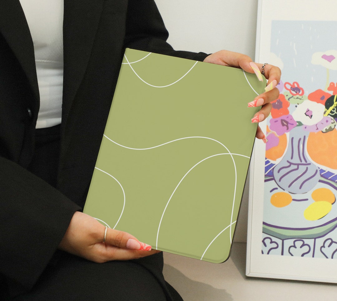 Misty Moss Line Art iPad Air 4 10.9 Case With Apple Pencil Holder Soft ...