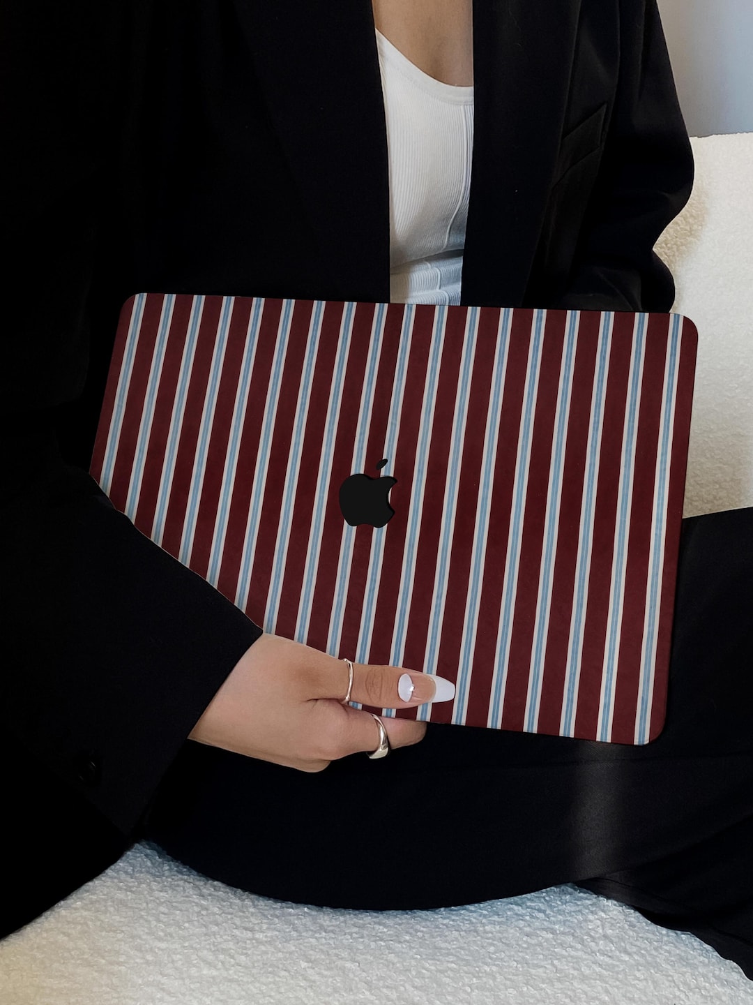 Burgundy & Blue Striped Case for New MacBook Pro 14 Pro A2442 Pro 16 ...