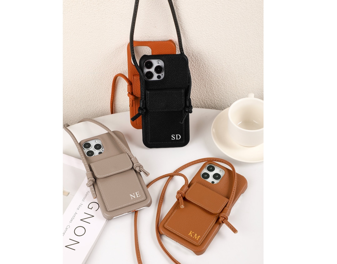 Custom Leather Crossbody iPhone Case, Leather Bag Wallet Case for ...