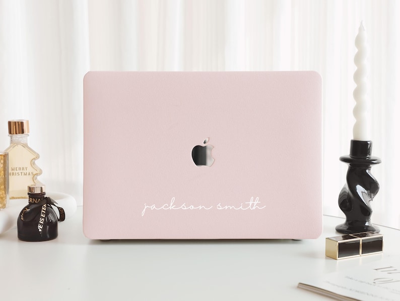 Pale Pink Personalized Leather MacBook Hard Case Cover for MacBook Pro ...
