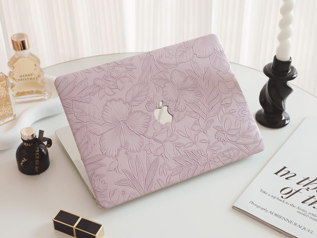Mauve Floral Personalized Leather MacBook Hard Case Cover for MacBook ...