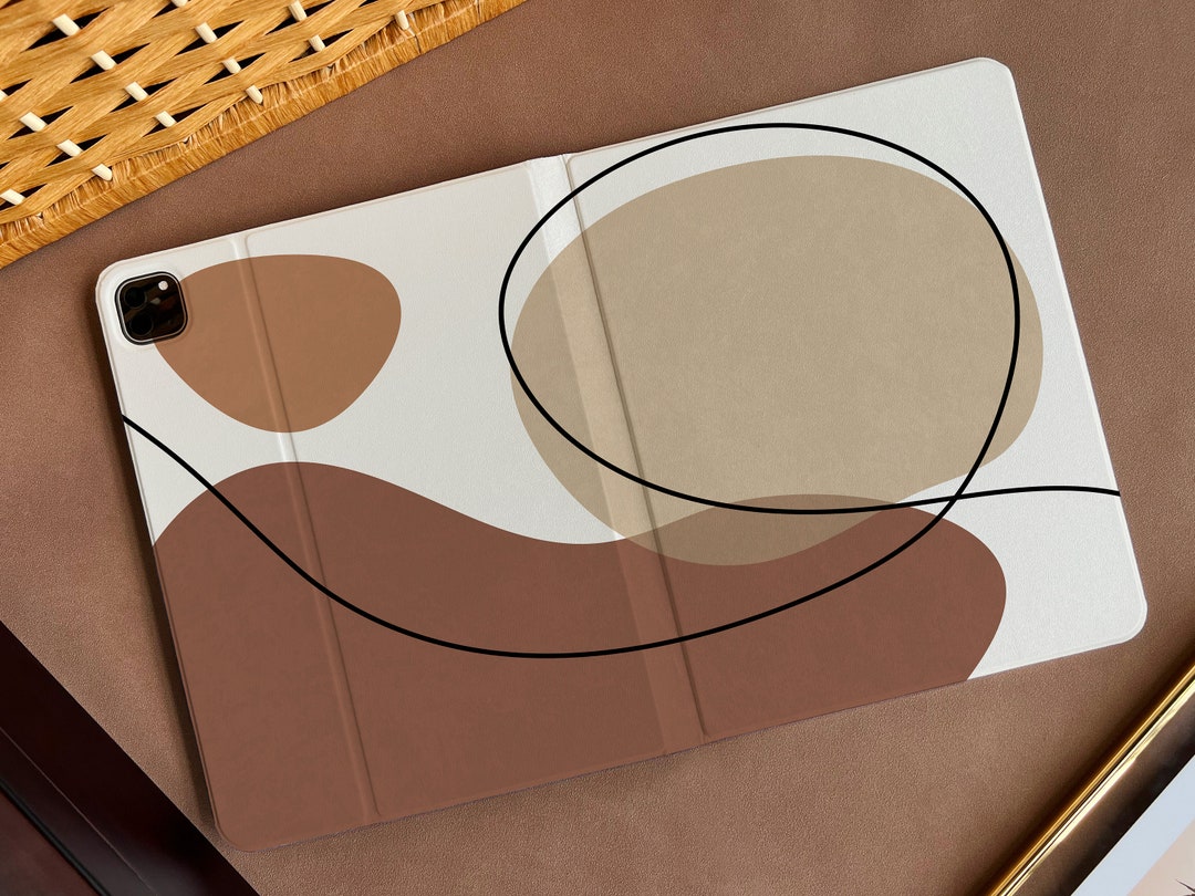 Nordic Brown Line Art iPad Air 4 10.9 Case With Apple Pencil Holder ...