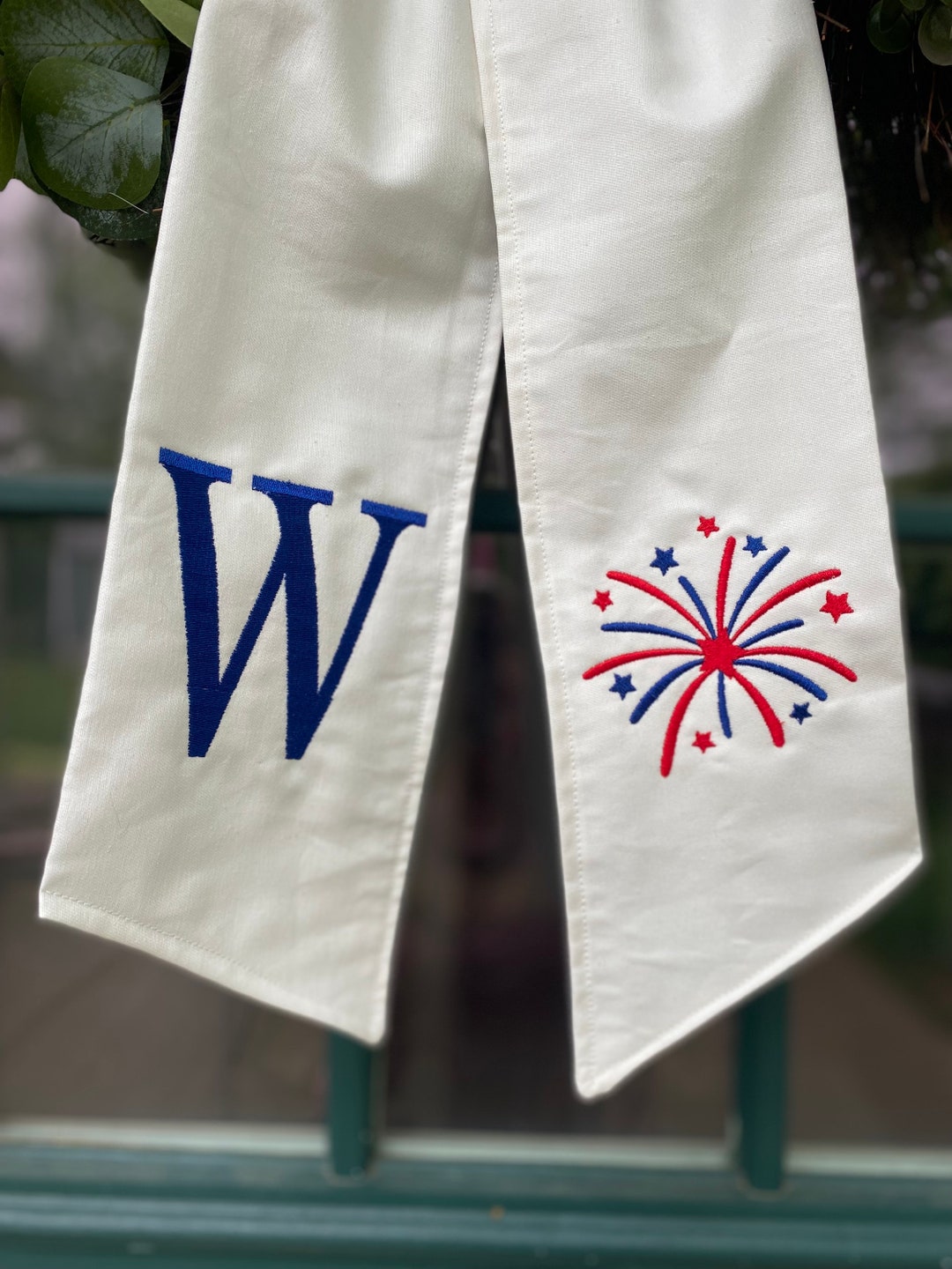 Fourth of July Holiday Wreath Sash Customize Embroidered Gift Mothers ...