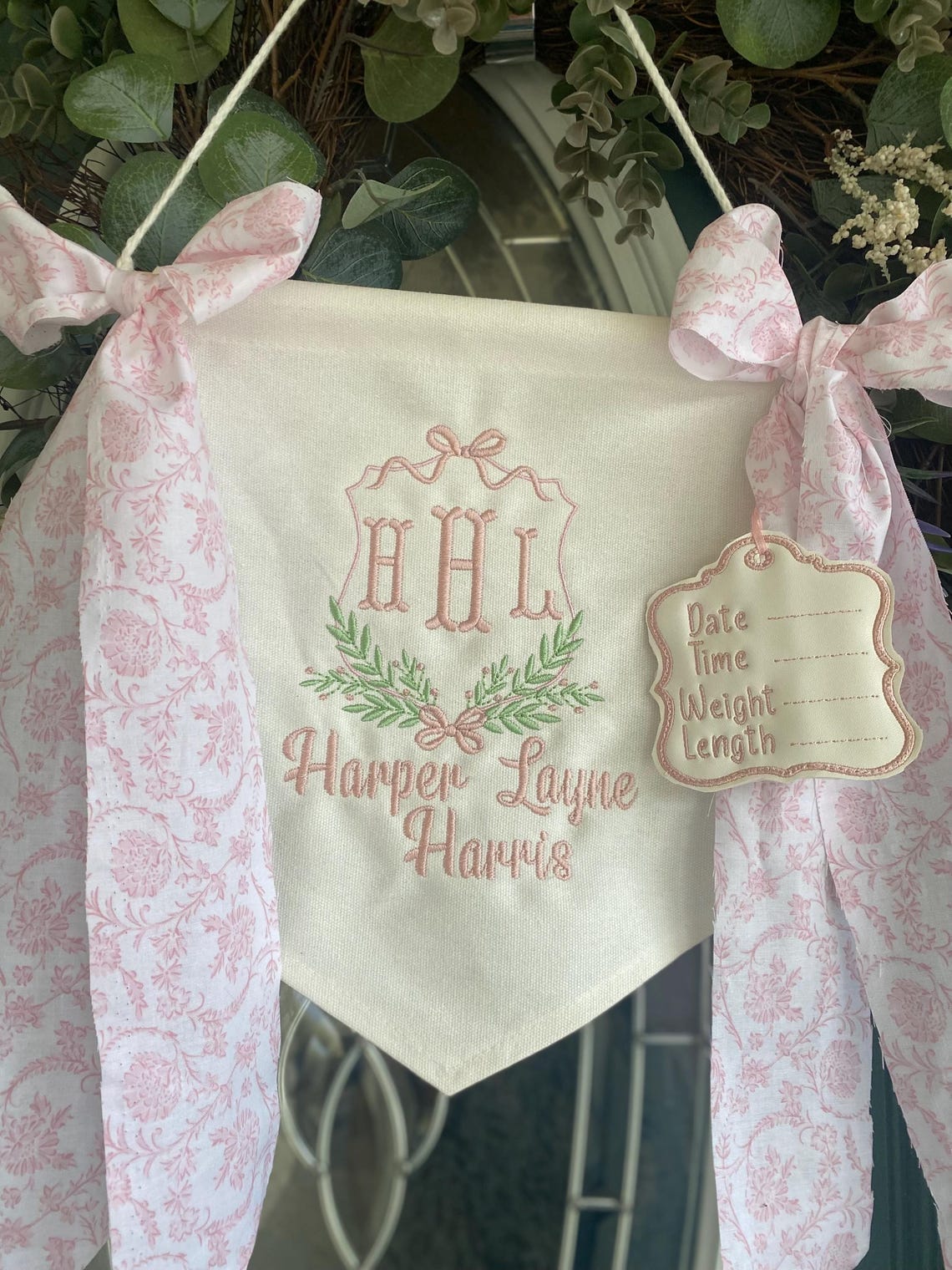 Custom Embroidered Baby Name Banner: Ruffled Heirloom Keepsake - Etsy