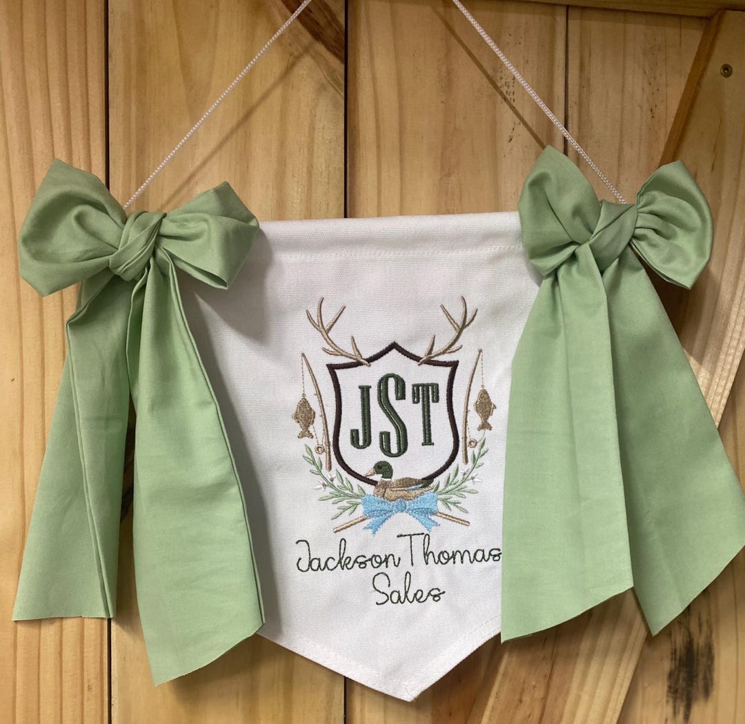Embroidered Hunting Fishing Boy Welcome Banner: Nursery Name Birth ...