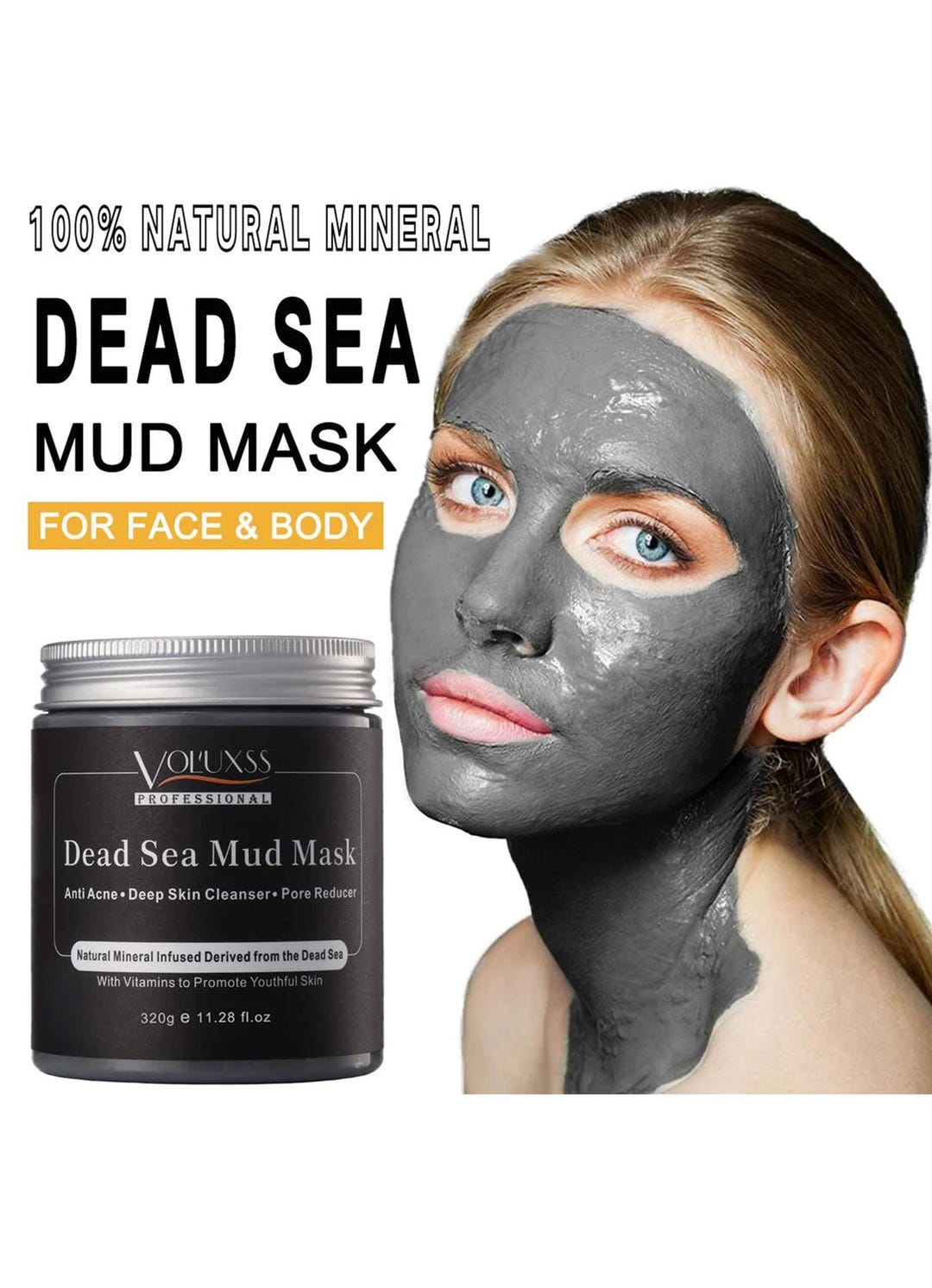 Dead Sea Mud Mask for Face and Body-deep Cleansing Face Mask for Acne ...
