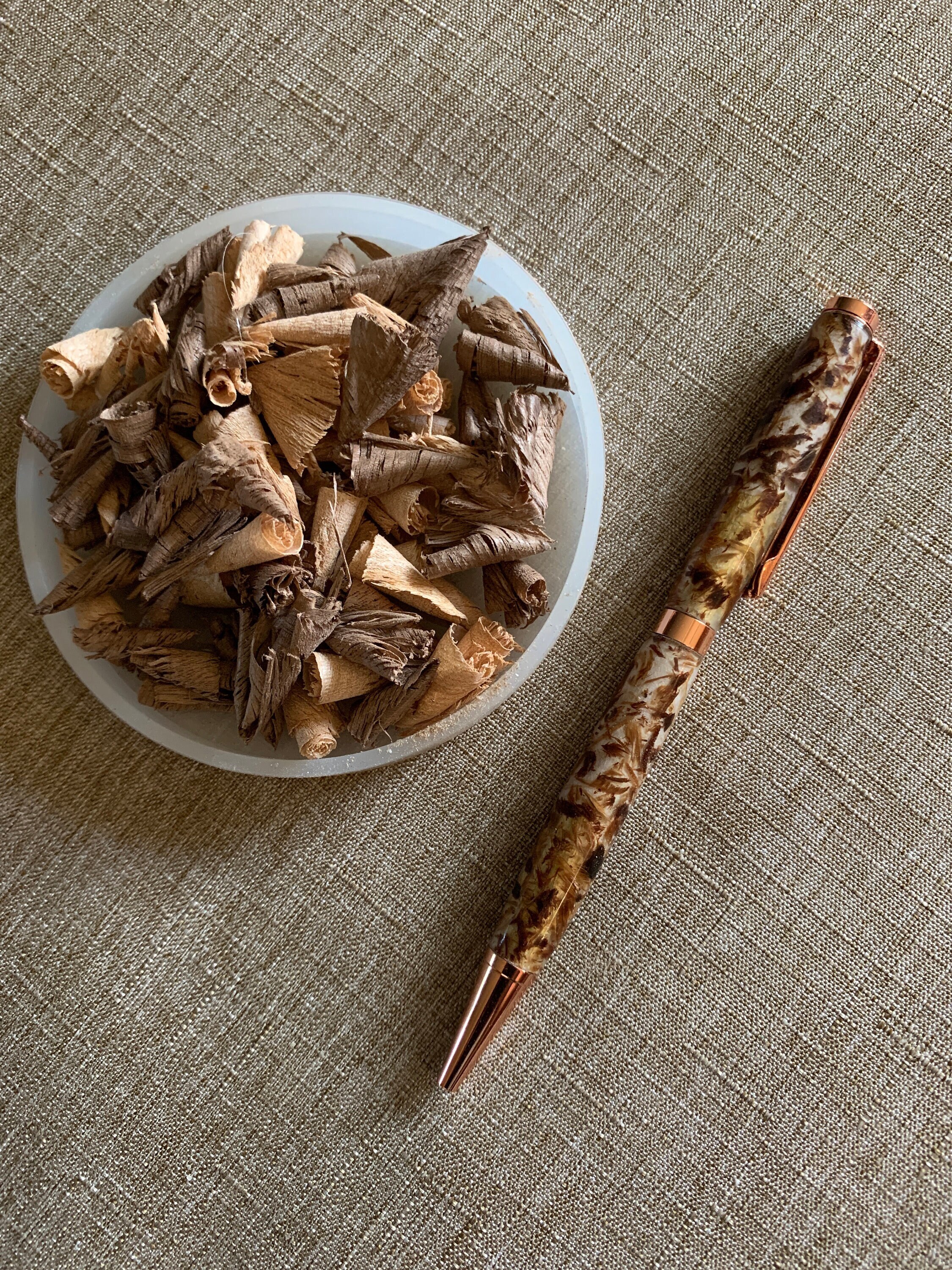 Slimline Pen Hand-turned and Cast From Wood Shaving Cast in Clear Resin ...