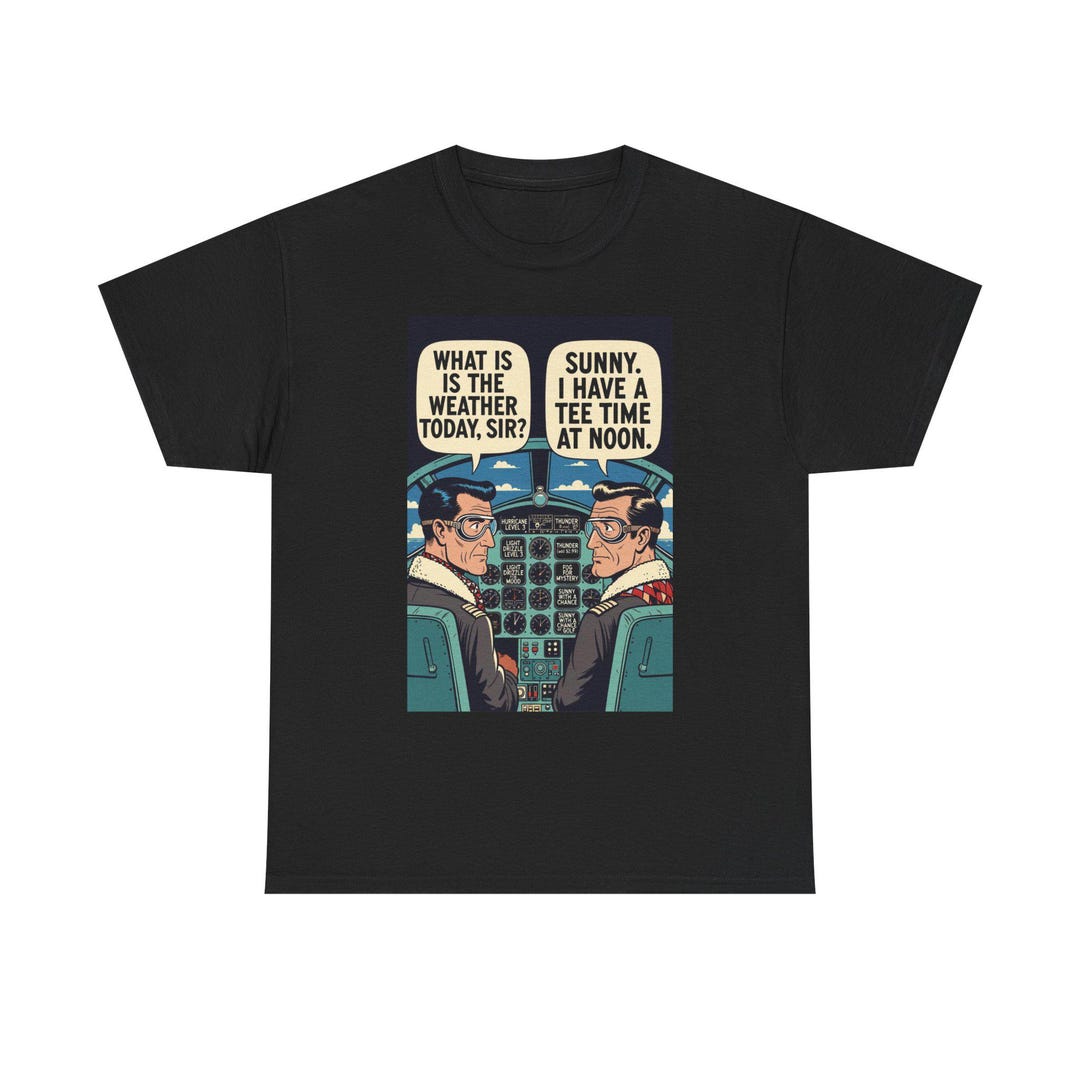 Pilot Cockpit Cartoon Tee, Funny Aviation Chemtrails Weather Comic ...