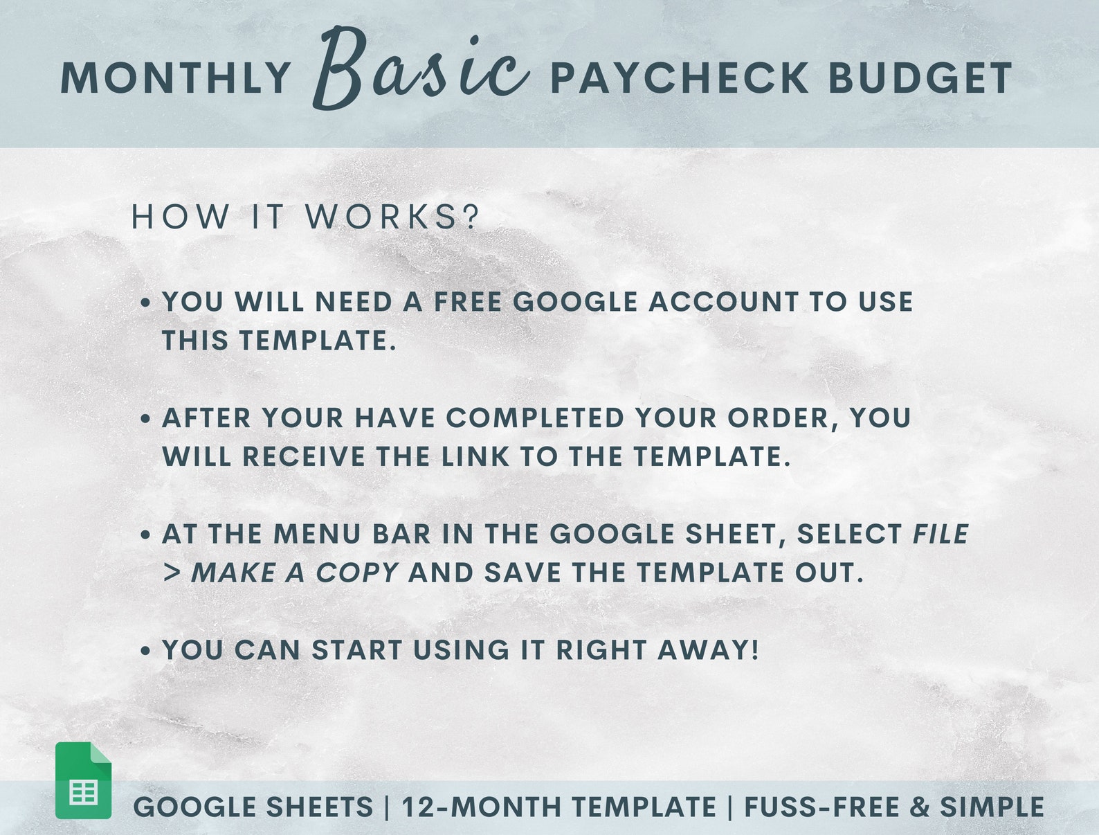 Monthly Basic Paycheck Budget Template | Fuss-free | for Beginners ...