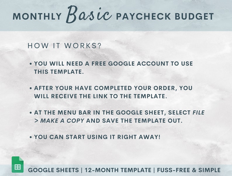 Monthly Basic Paycheck Budget Template | Fuss-free | for Beginners ...