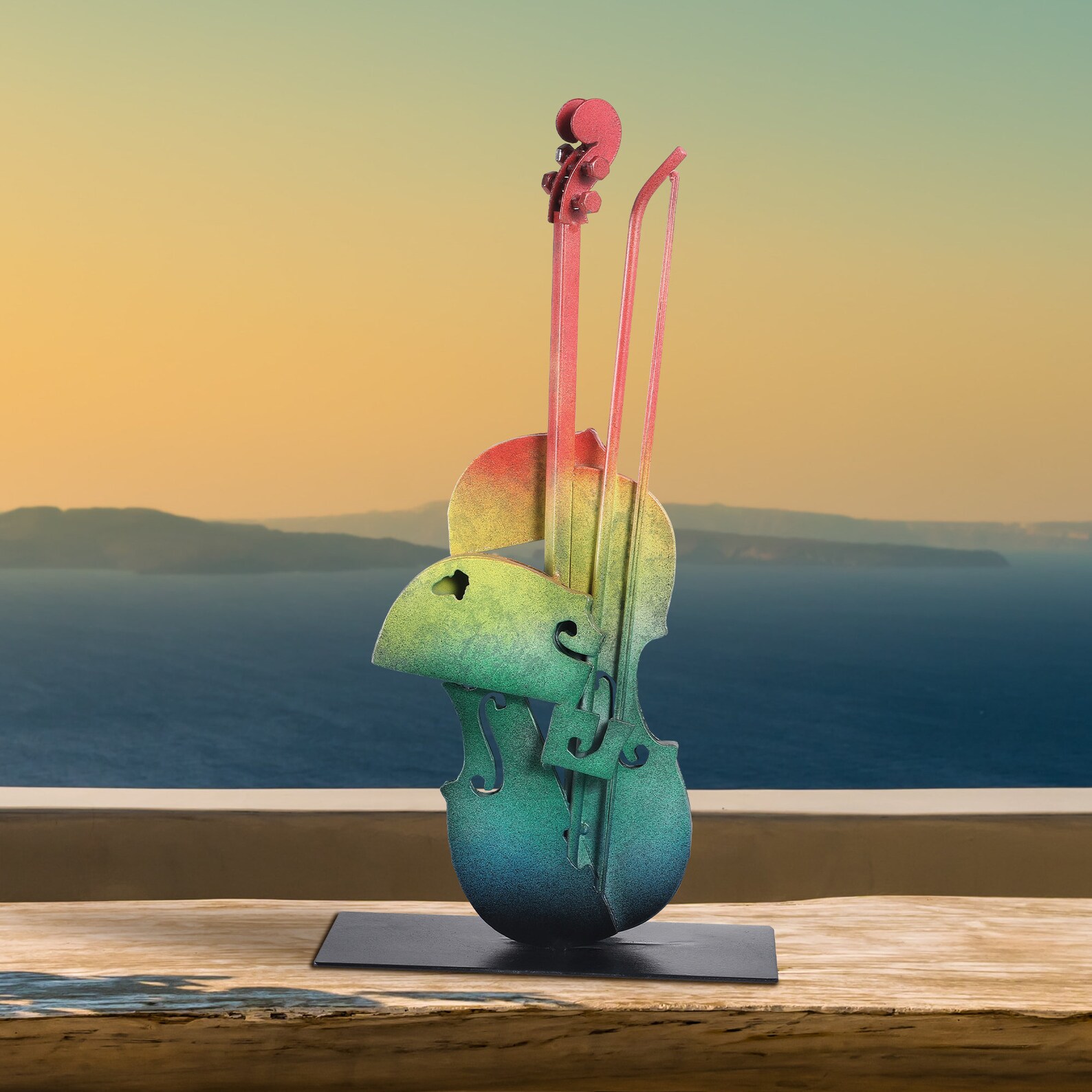 Vintage Violin Metal Statue Handmade Viola Sculpture Figurine Unique ...