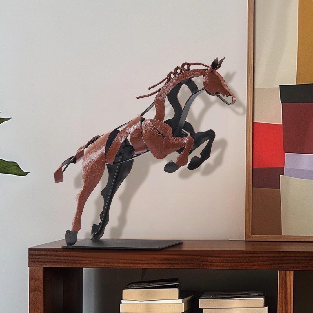 Rustic Horse Statue, Unique Metal Art Handmade Sculpture for Home Decor ...