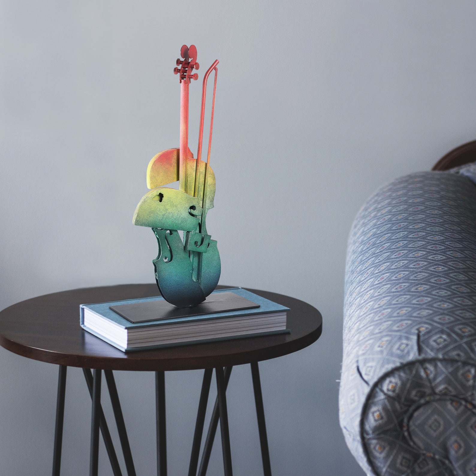 Vintage Violin Metal Statue Handmade Viola Sculpture Figurine Unique ...