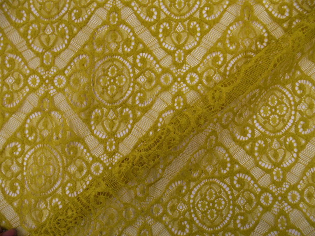 Old Gold Geometric Diamond Stable Lace Sheer Fabric by the Yard - Etsy