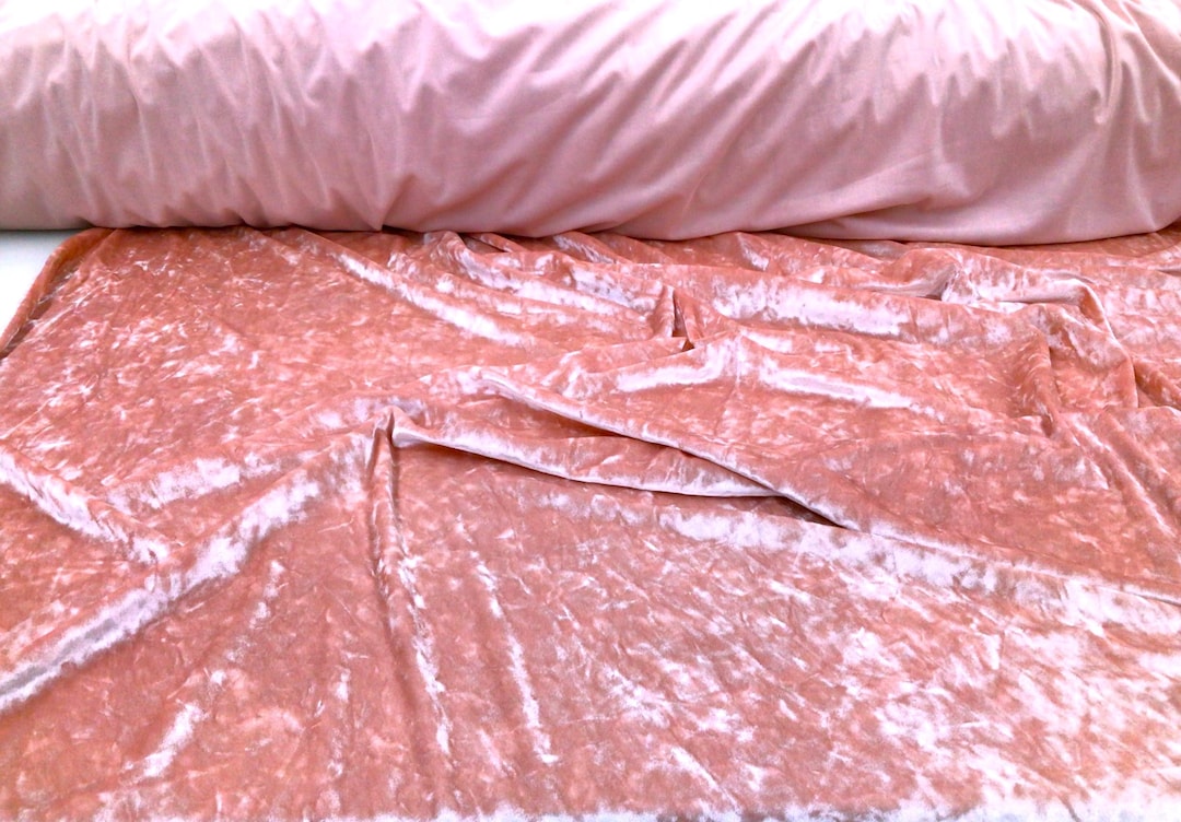 Light Coral Pink Stretch Velvet Polyester Spandex Apparel Fabric by the ...