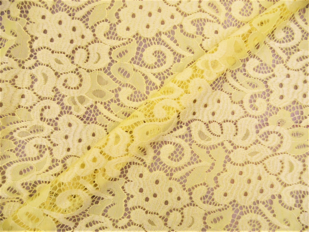 Yellow Stretch Lace Embroidered Floral Sheer Fabric by the Yard - Etsy