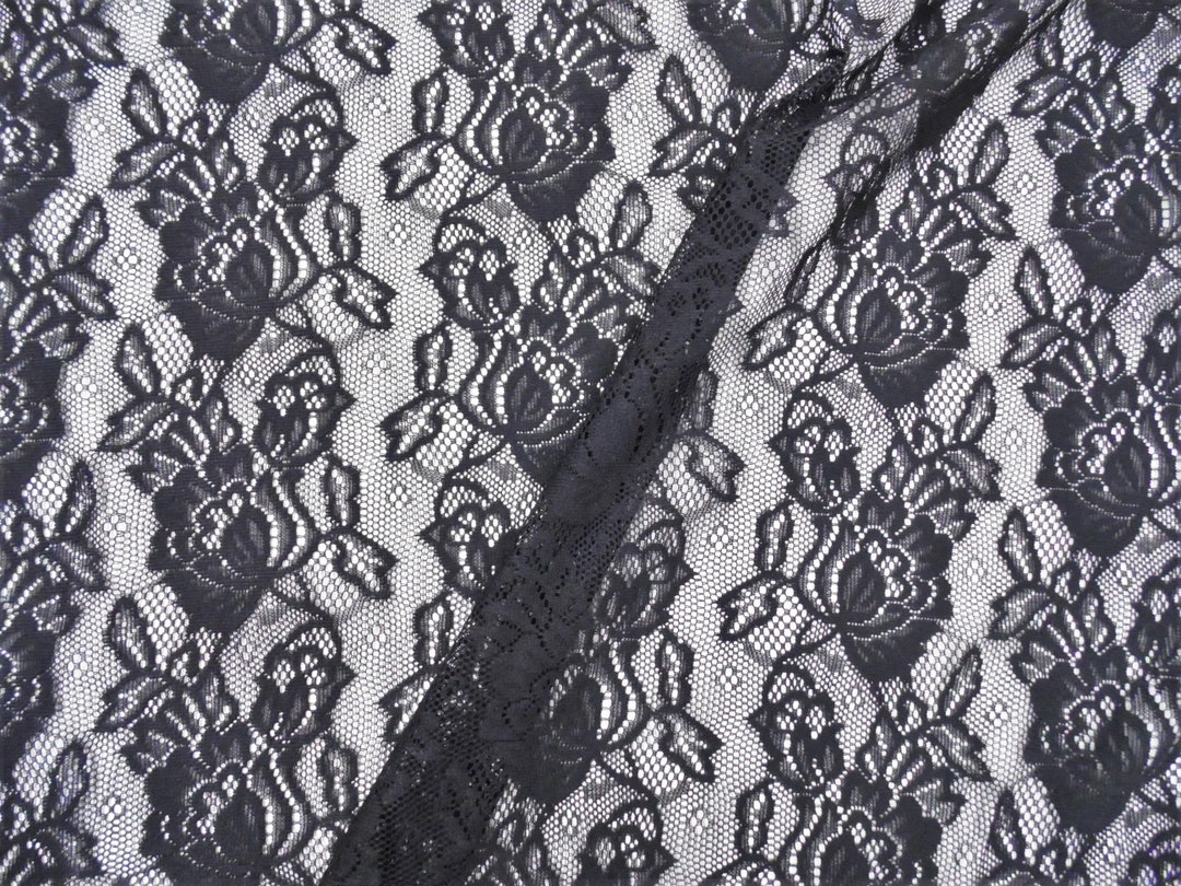 Black Floral Stretch Lace Sheer Fabric by the Yard Style 4 - Etsy