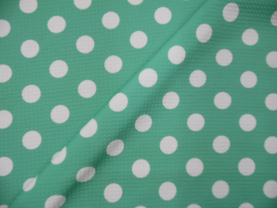 Mint Green White Polka Dots Printed Bullet Liverpool Textured 4 Way ...