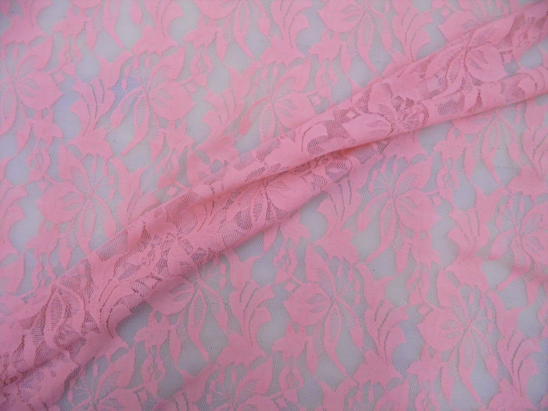 Pale Pink Stretch Lace Embroidered Floral Sheer Fabric by the Yard - Etsy