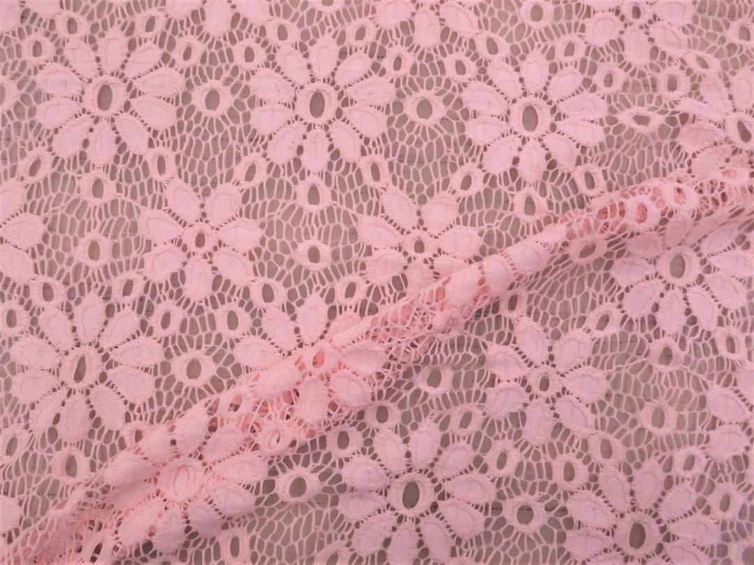 Light Pink Stretch Lace Embroidered Floral Sheer Fabric by the Yard - Etsy