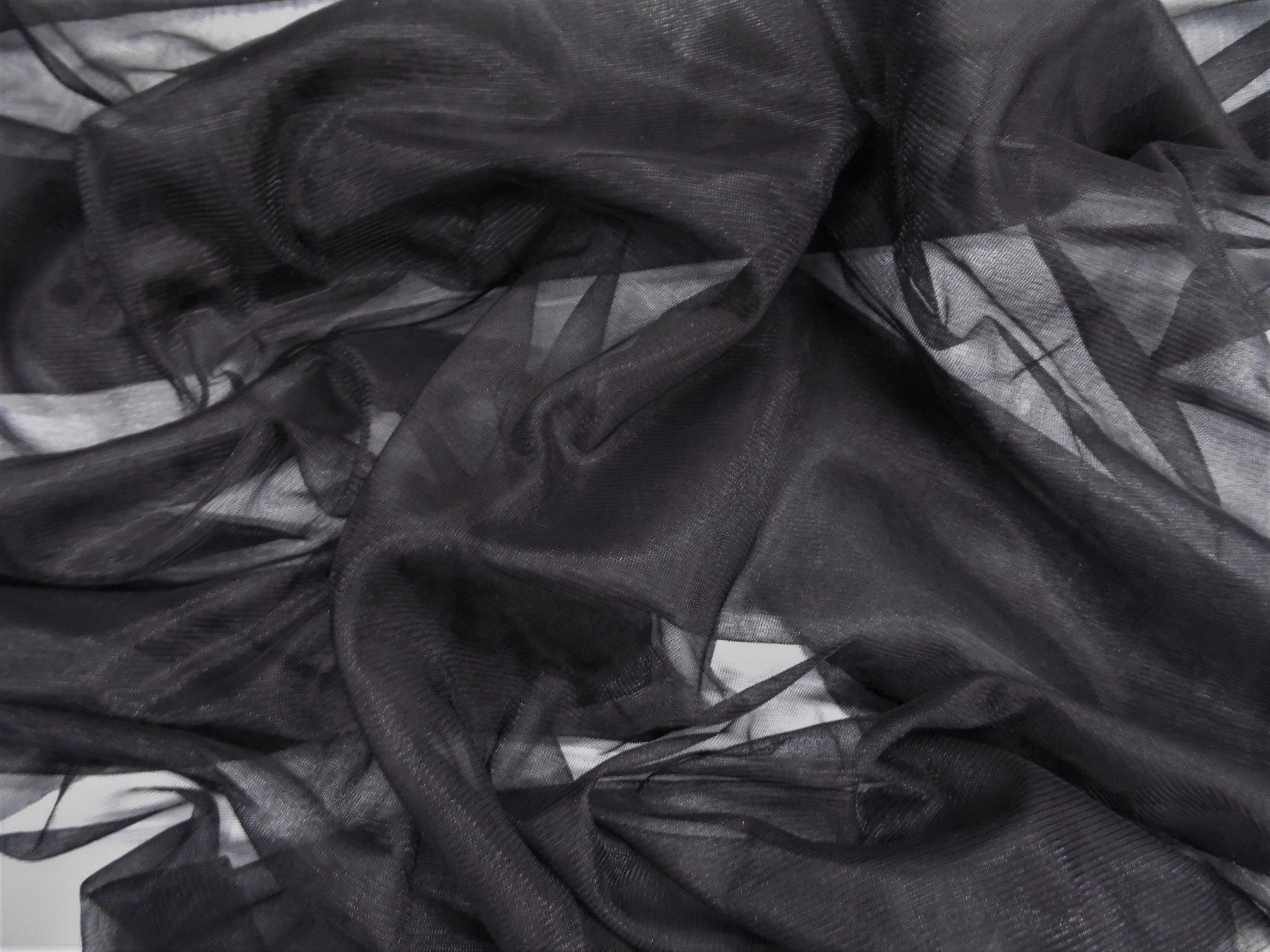 Black 15 Denier Tricot 108" Wide Sheer Stretch Fabric by the Yard - Etsy