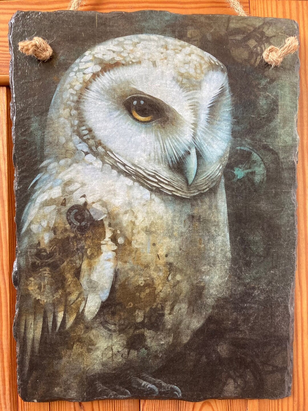 Handmade Owl Slate Picture, Gothic Owl, Barn Owl Recycled Slate Picture ...