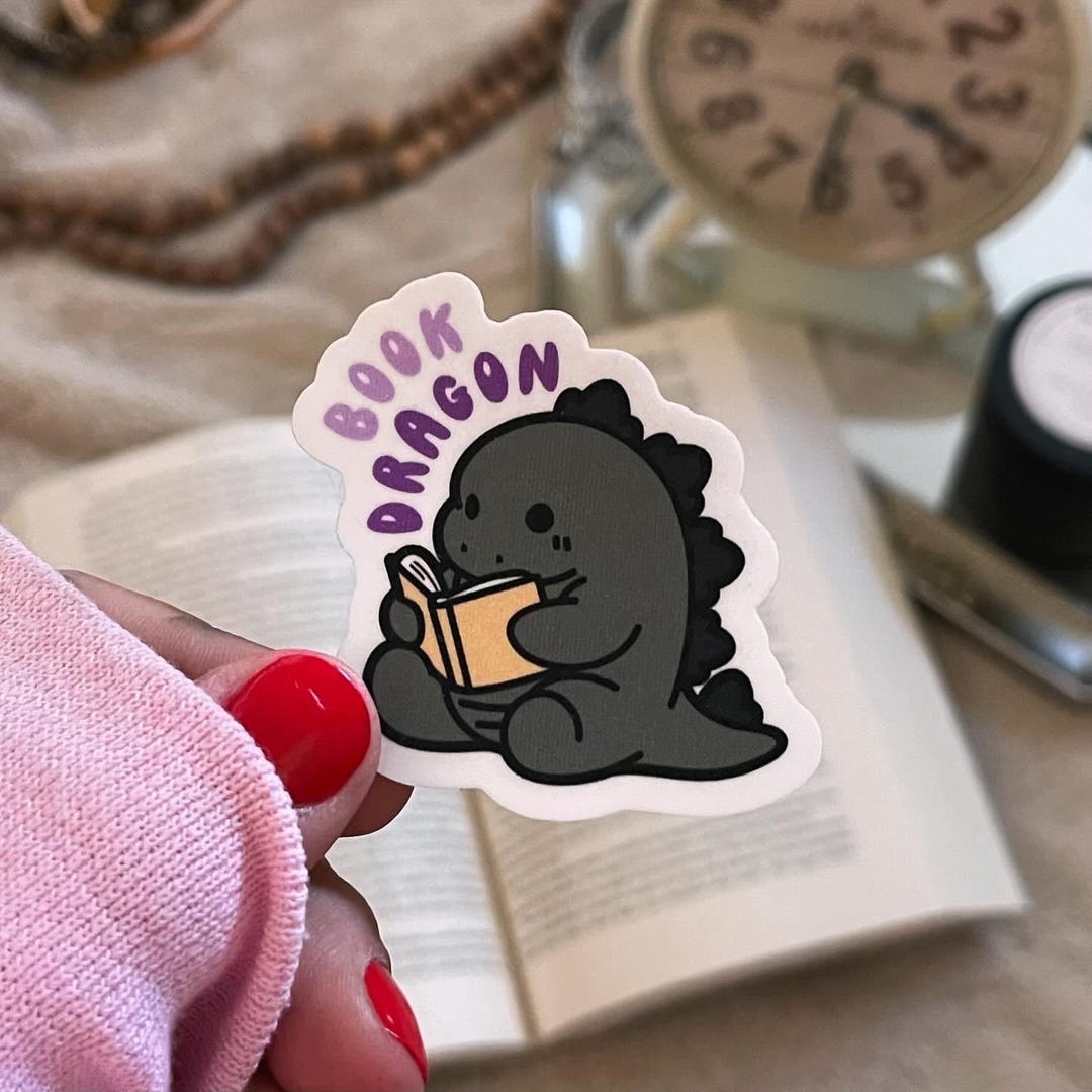 Book Dragon Sticker - Etsy
