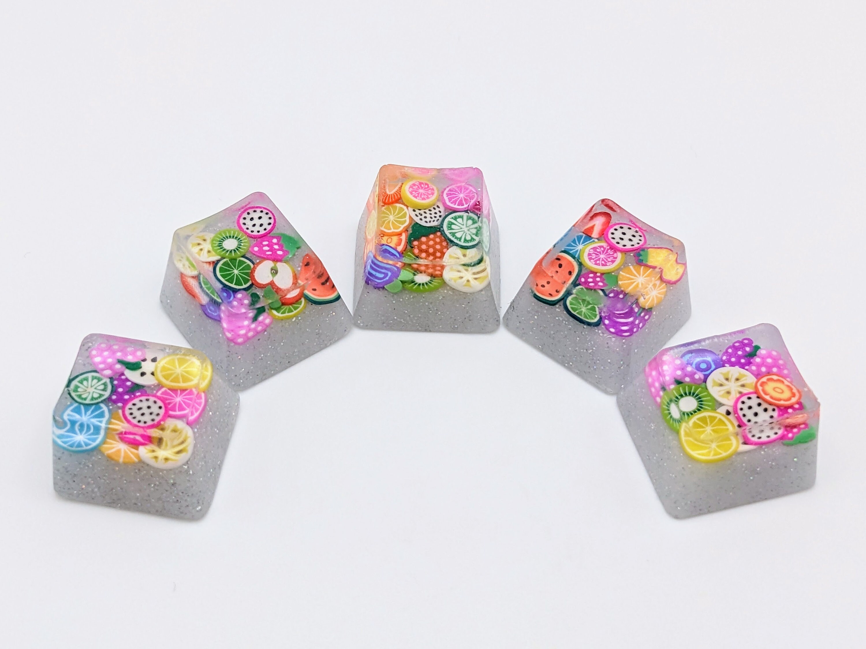 Tiny Fruit Slices Artisan Keycaps Holographic Glitter Unique Handmade ...